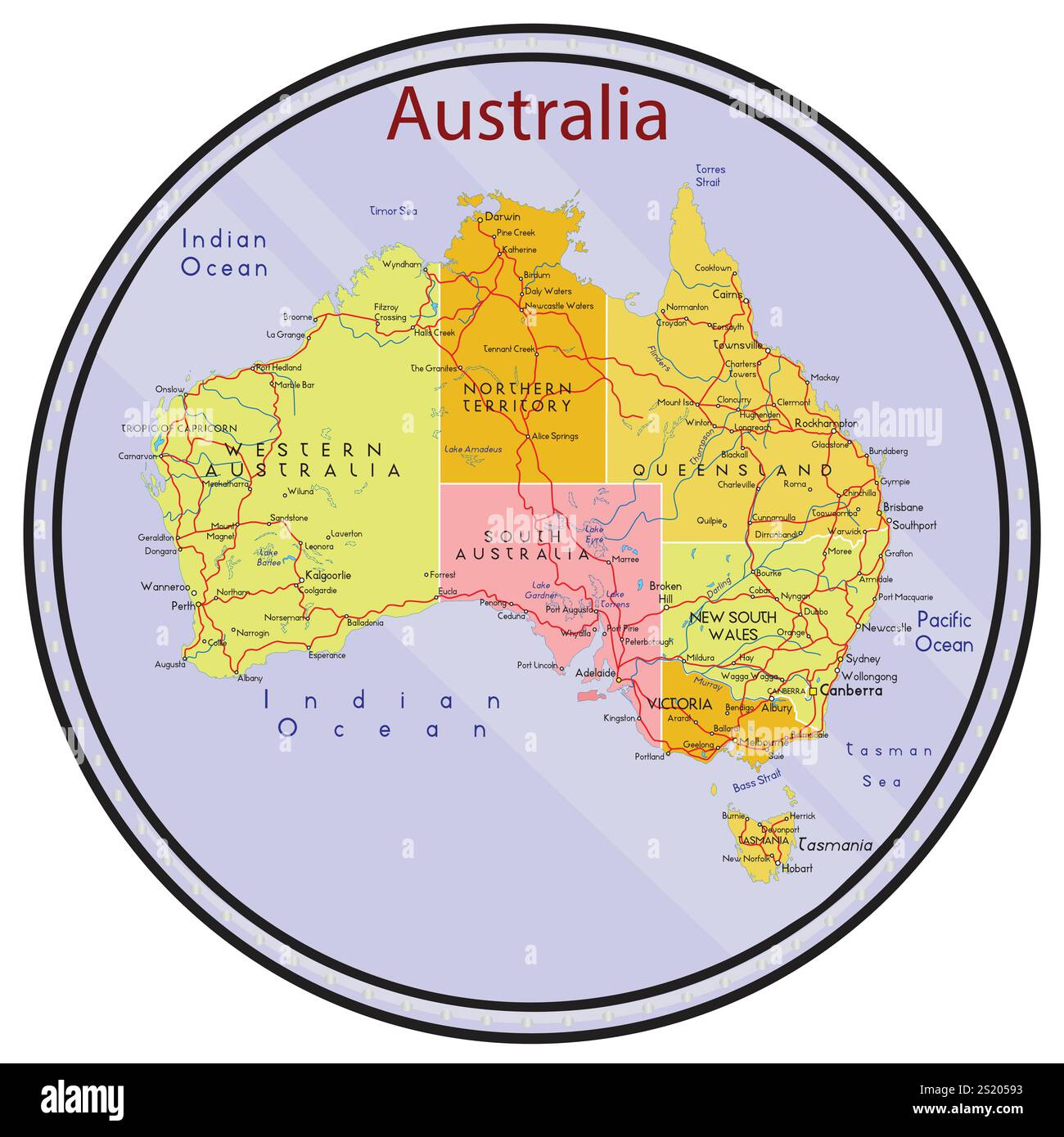 Australia editable map hi-res stock photography and images - Alamy