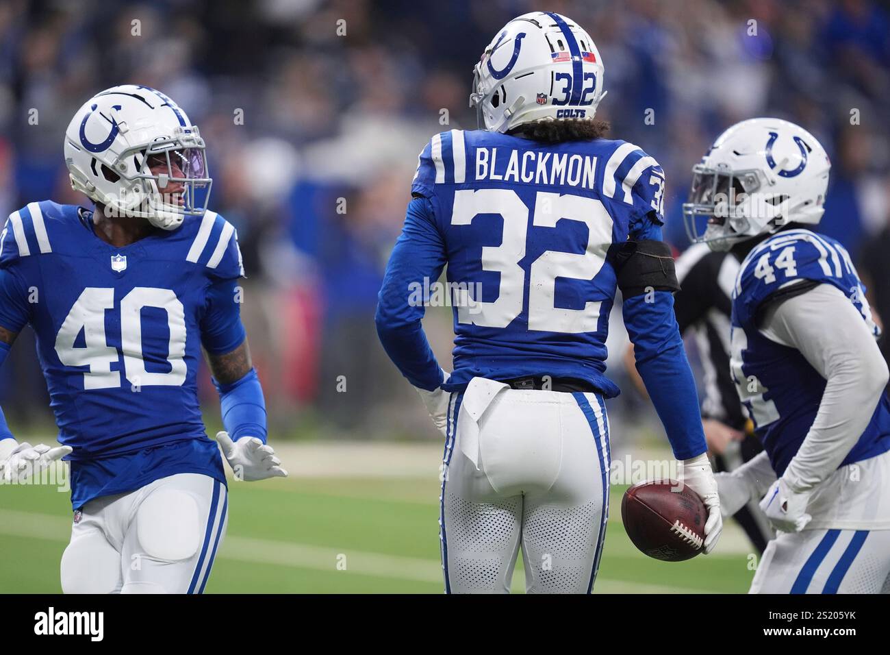 Indianapolis Colts safety Julian Blackmon (32) celebrates an ...