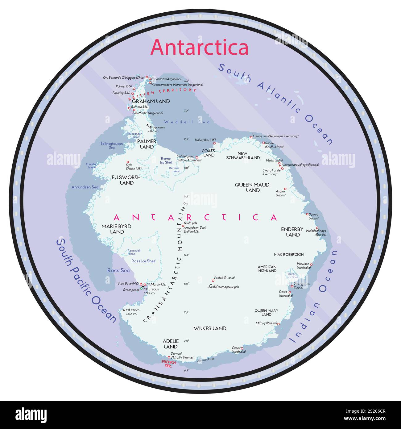 Vector map of Antarctica on a coin. Map editable. EPS 10 Stock Vector ...