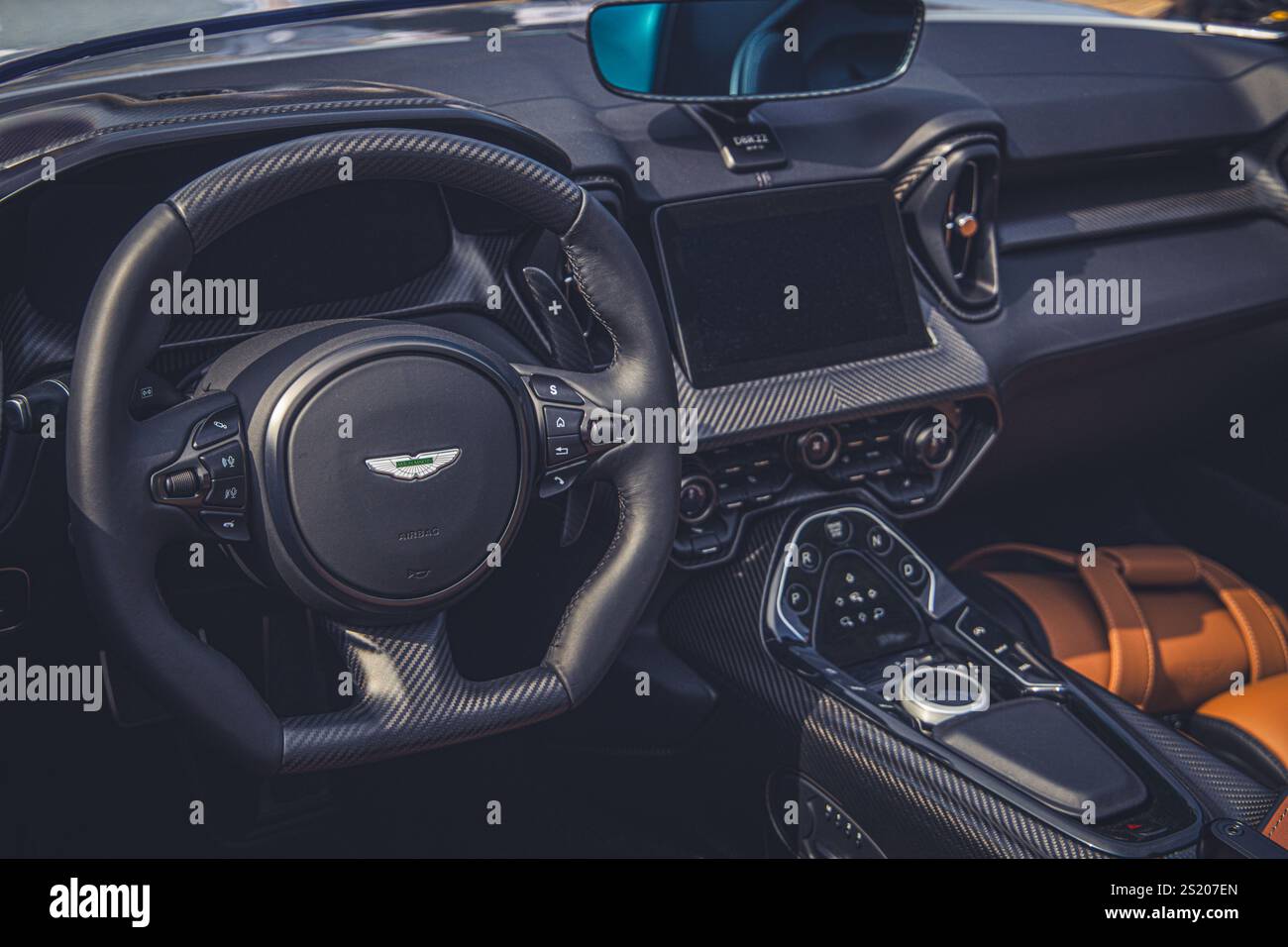 Interior of an Aston Martin DBR-22 at the Concours of Elegance 2024 ...