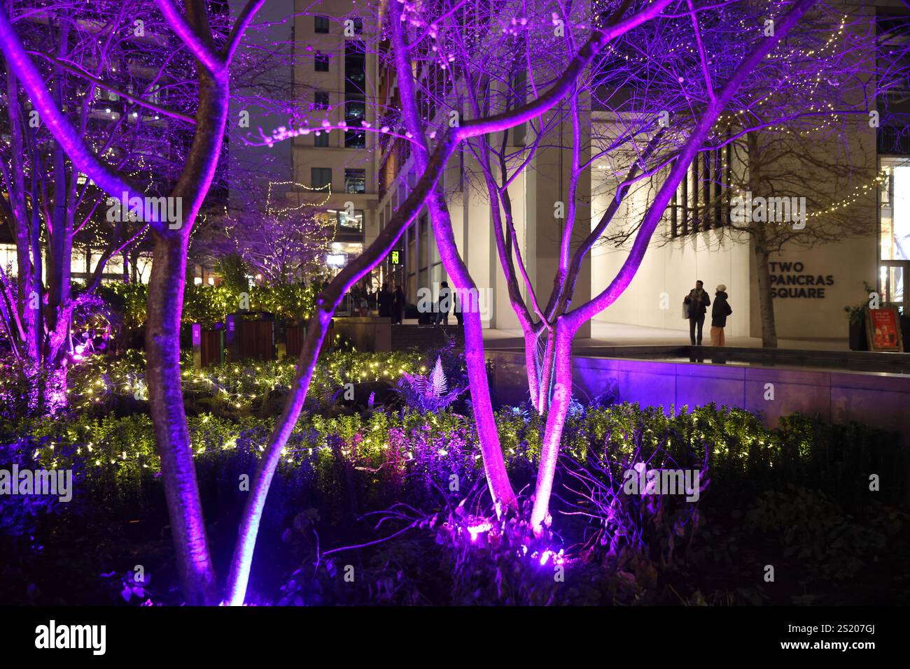 Winter lights on Pancras Square at Kings Cross, north London, UK Stock ...