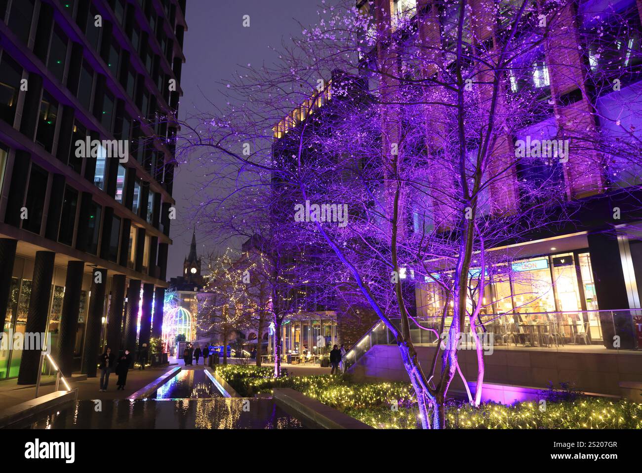 Winter lights on Pancras Square at Kings Cross, north London, UK Stock ...