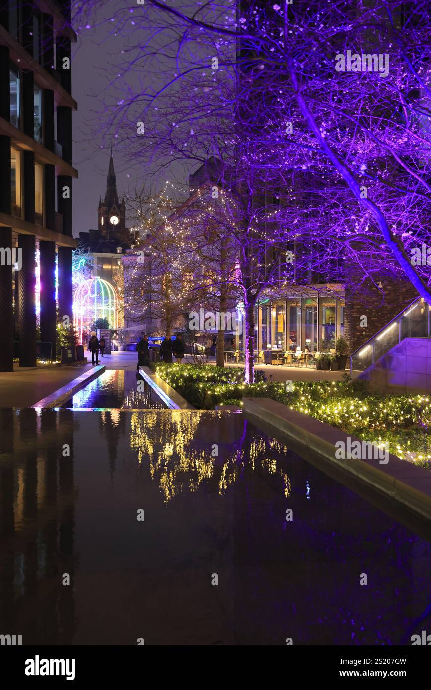 Winter lights on Pancras Square at Kings Cross, north London, UK Stock ...