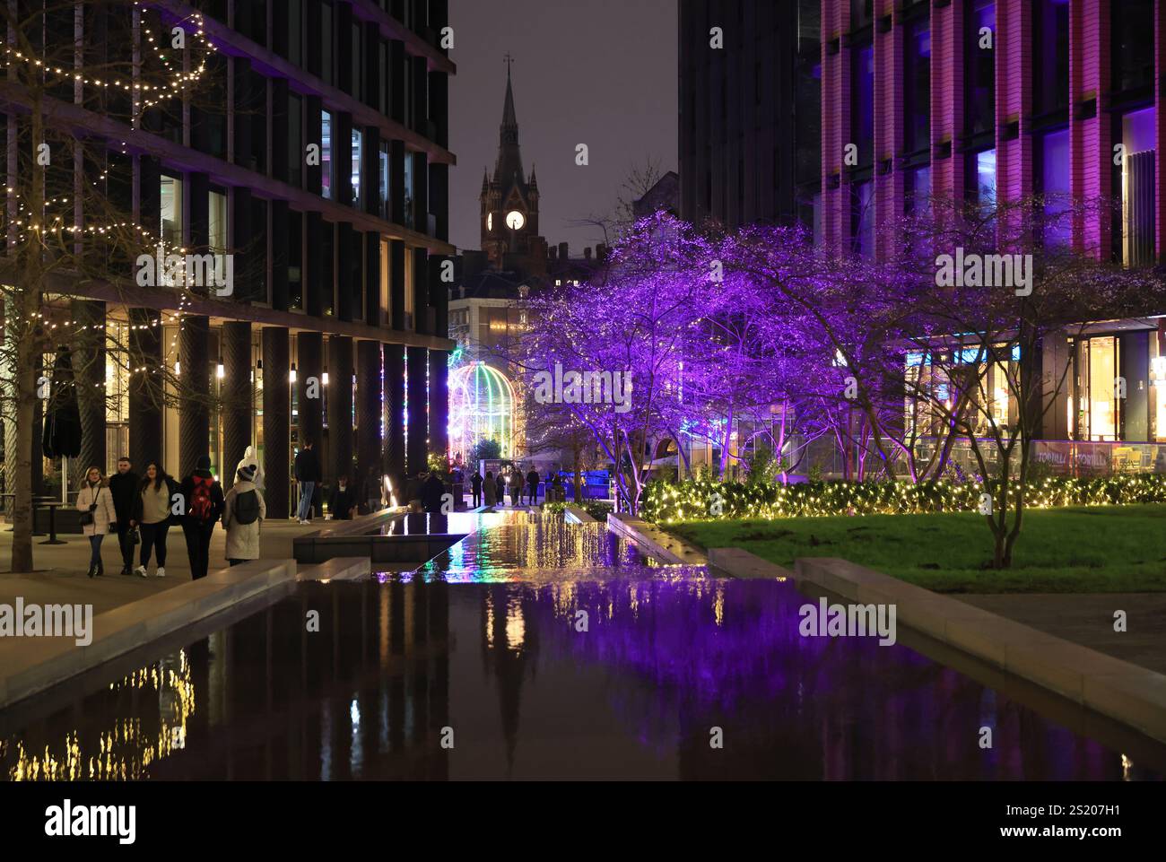 Winter lights on Pancras Square at Kings Cross, north London, UK Stock ...
