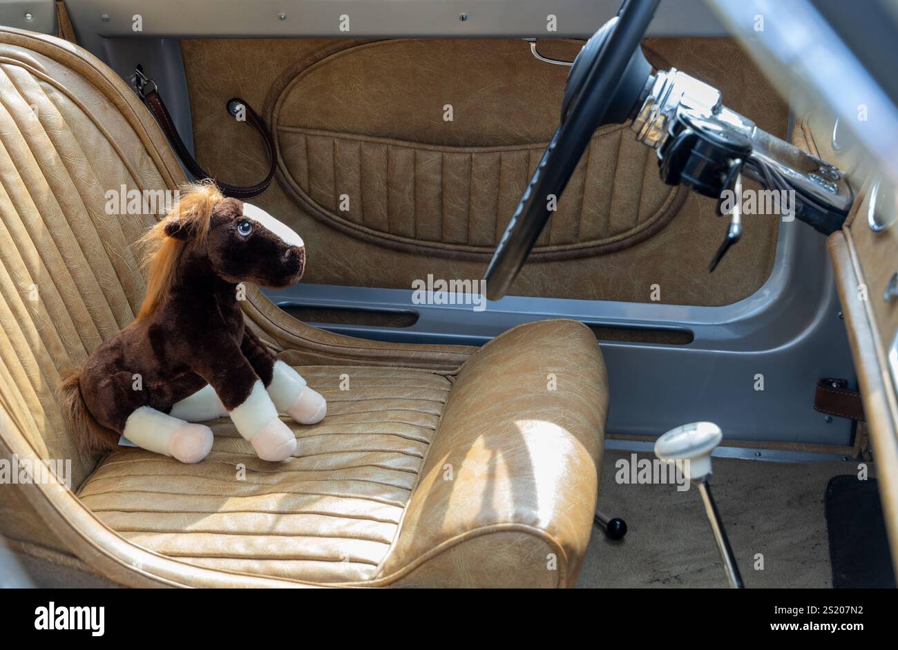 Guardian mascot in a Talbot classic car at the Concours of Elegance ...
