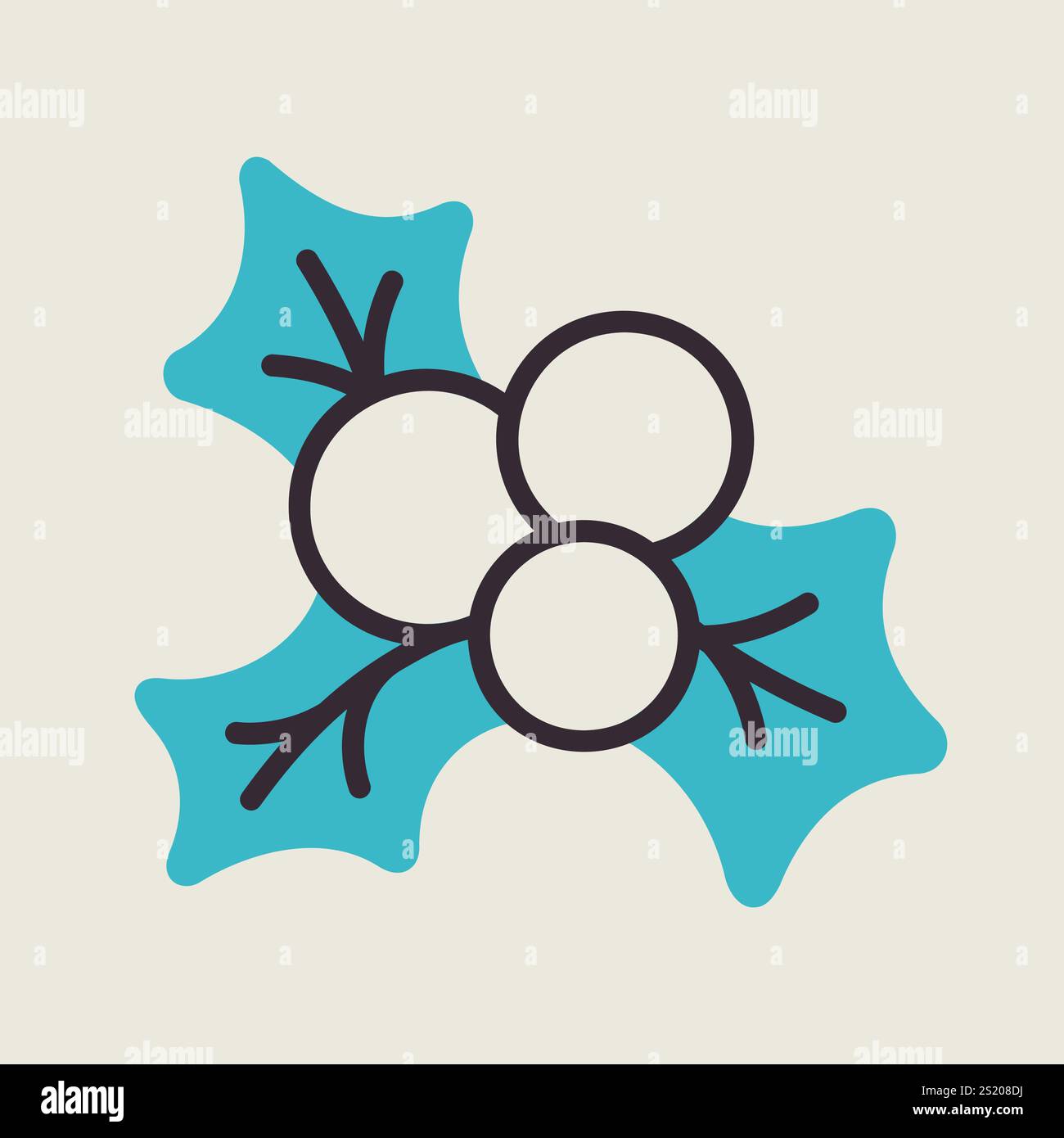 Christmas holly berry vector icon. Mistletoe and leaf. Winter sign ...