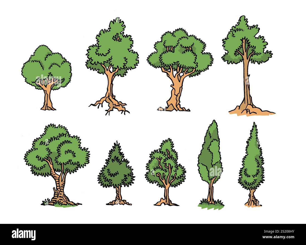 Landscape element set hand hi-res stock photography and images - Alamy