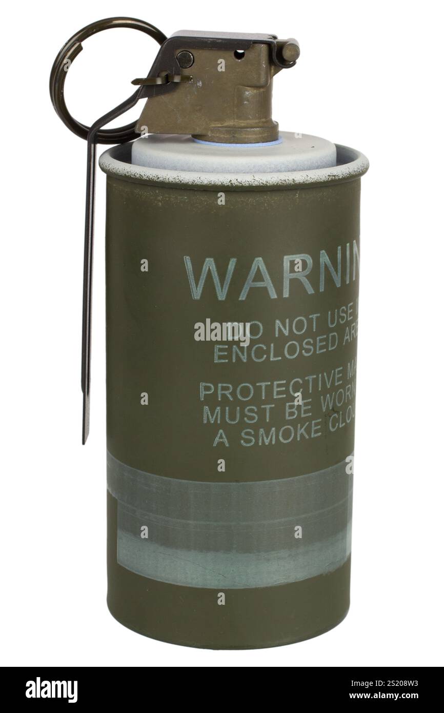 M83 smoke hand grenade isolated on white background Stock Photo - Alamy