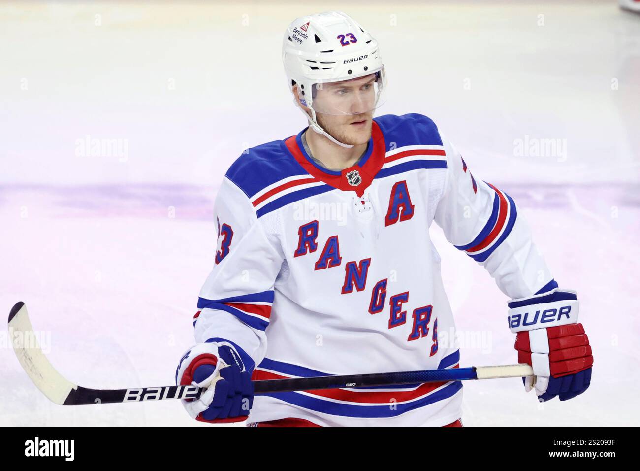 Profile photo on New York Rangers D Adam Fox during an NHL (National ...