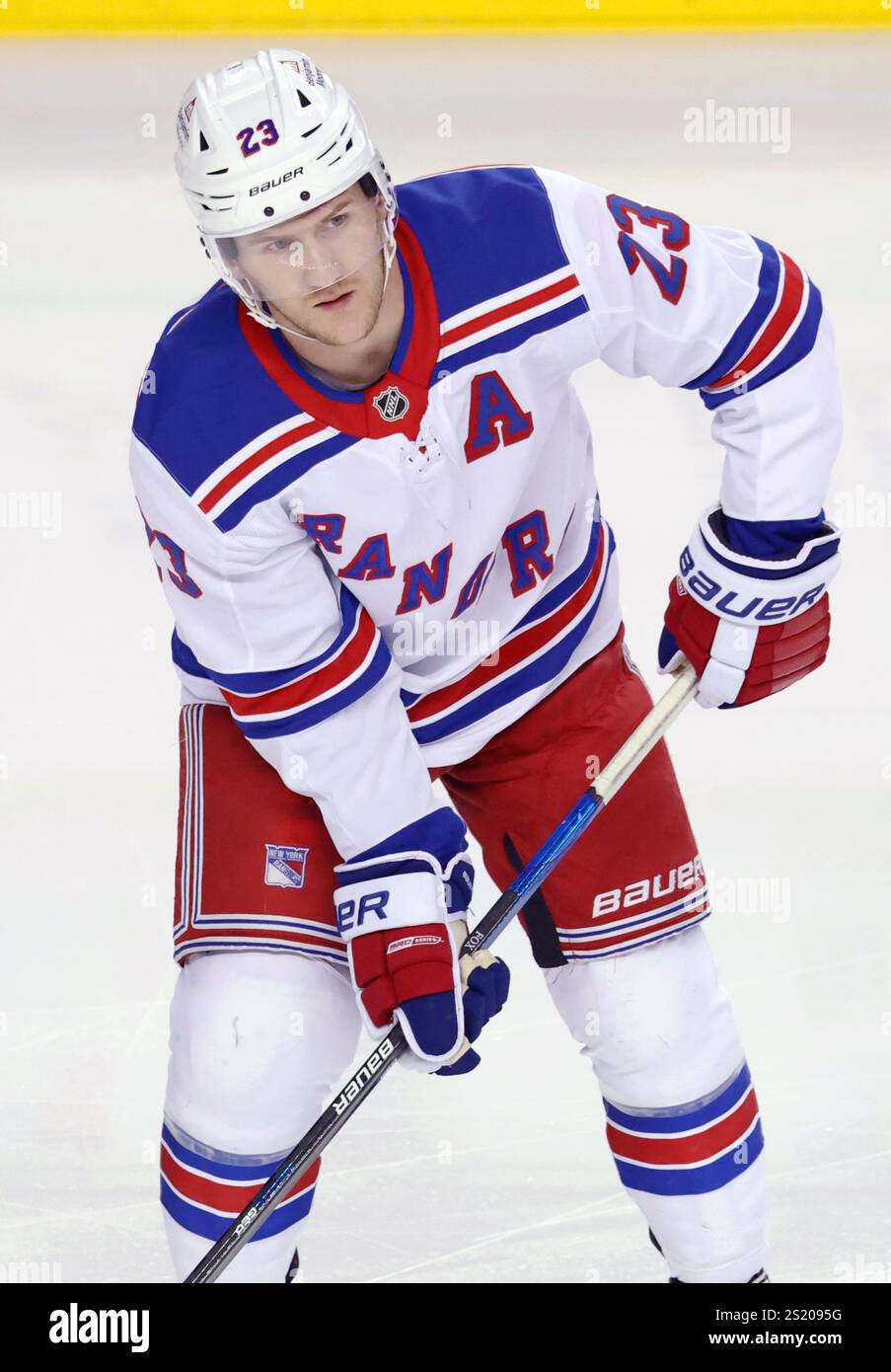 Profile photo on New York Rangers D Adam Fox during an NHL (National ...