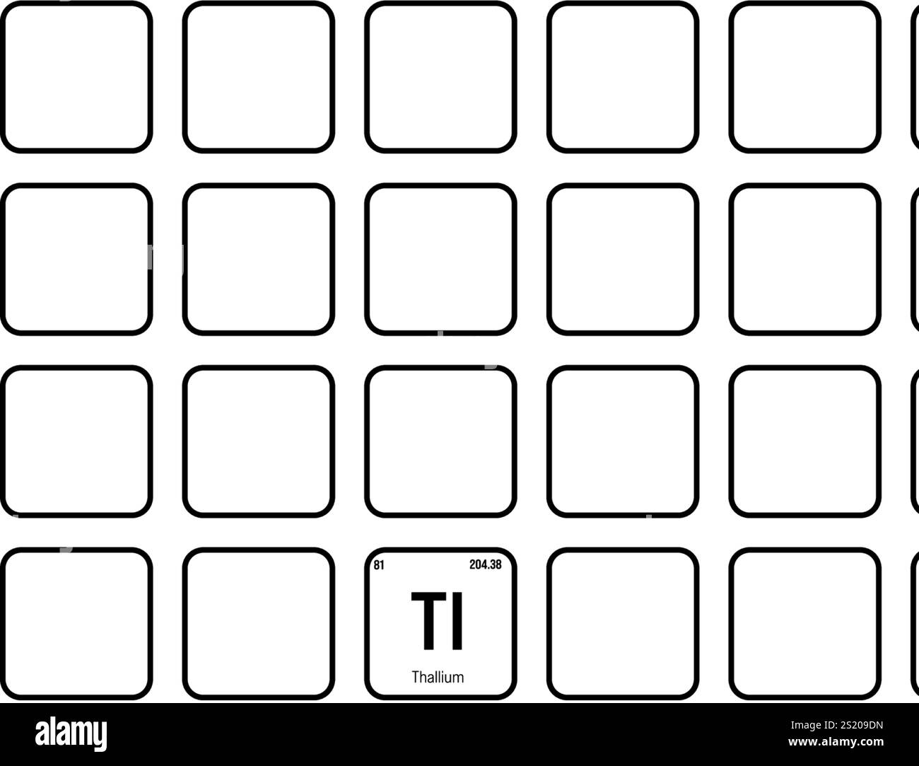 Thallium, Tl, periodic table element with name, symbol, atomic number ...