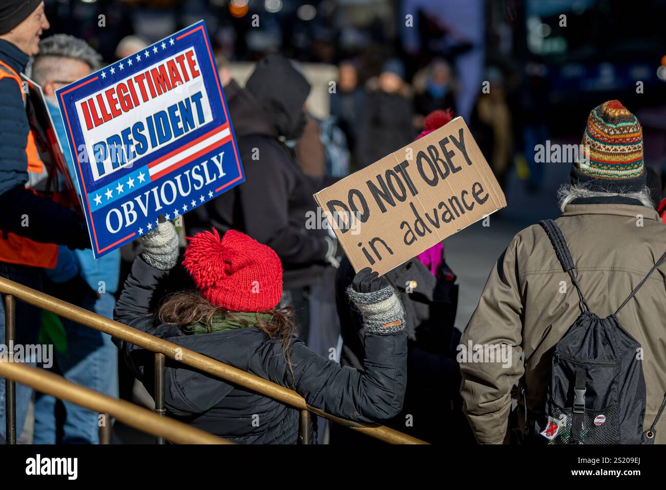 NEW YORK, NY - JANUARY ?5: Protesters converge on the steps of the New ...