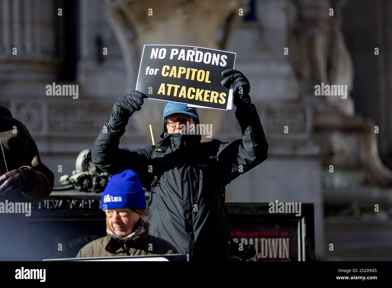NEW YORK, NY - JANUARY ?5: Protesters converge on the steps of the New ...