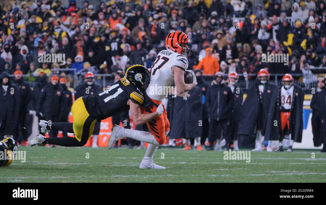 January 04, 2025: Tanner Hudson #87 during the Steelers vs Bengals in ...