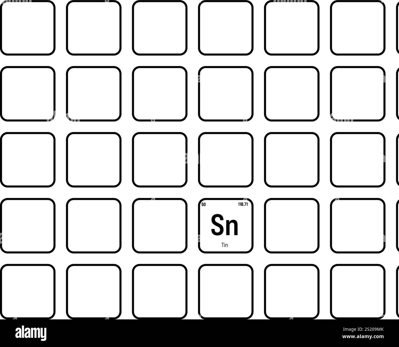 Tin, Sn, periodic table element with name, symbol, atomic number and ...