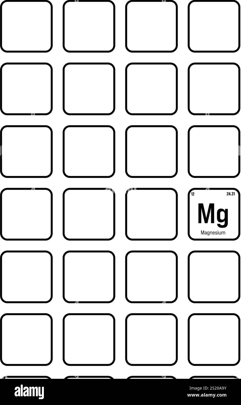 Magnesium, Mg, periodic table element with name, symbol, atomic number ...