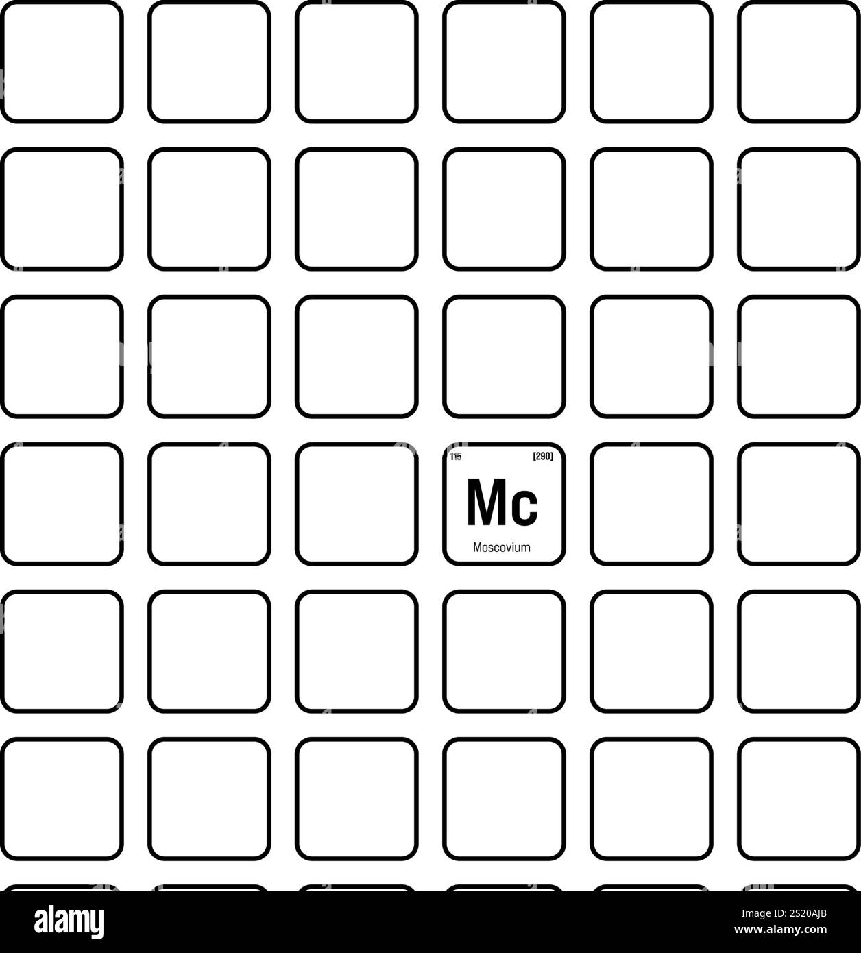 Moscovium, Mc, periodic table element with name, symbol, atomic number ...