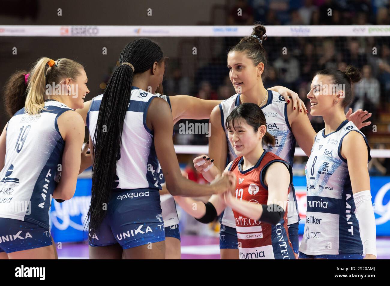 Novara, Italy. 05th Jan, 2025. Happiness of Players of Numia VeroVolley ...