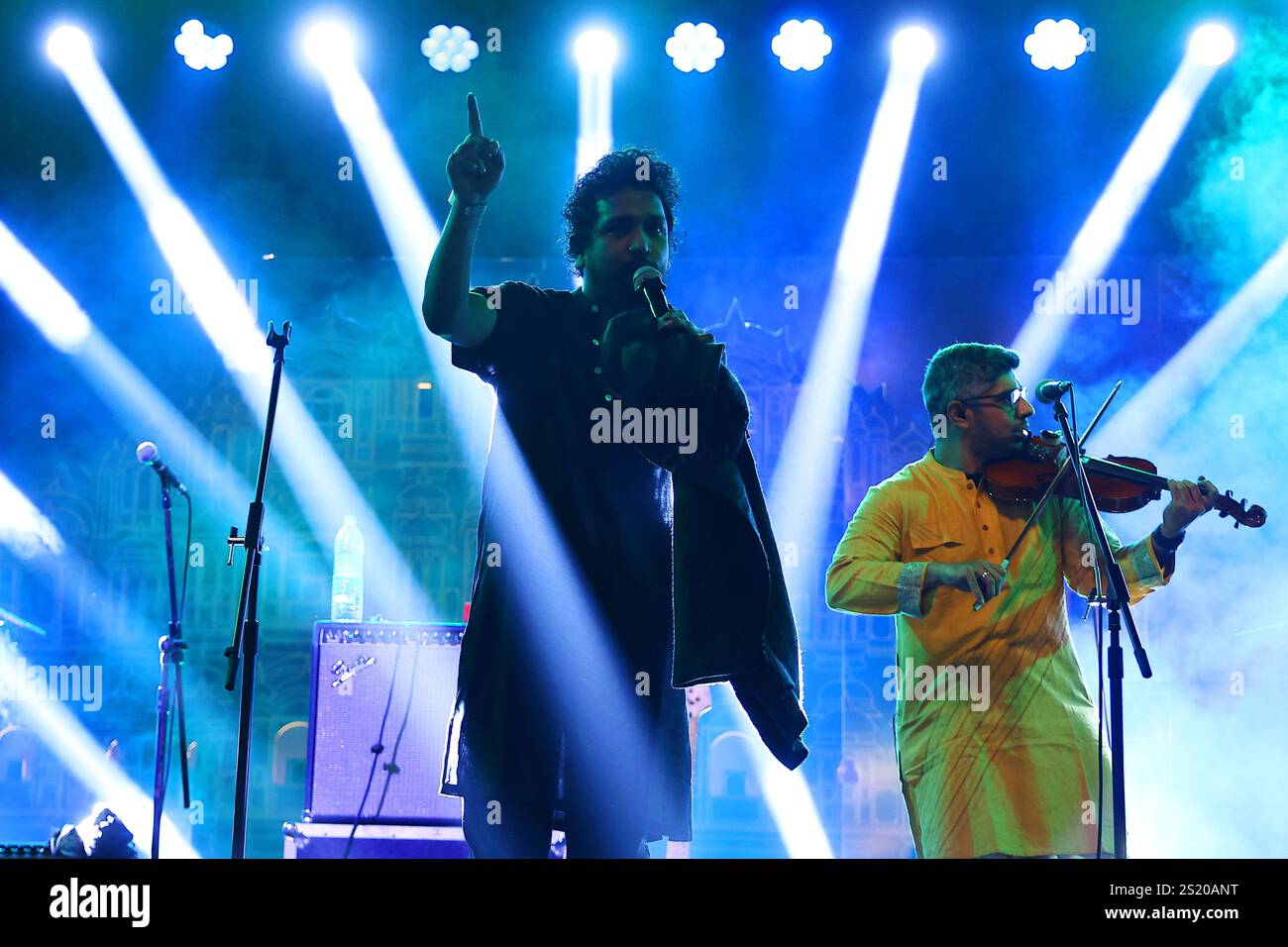 Neeraj Arya and other artists of the Kabir Cafe musical band perform ...