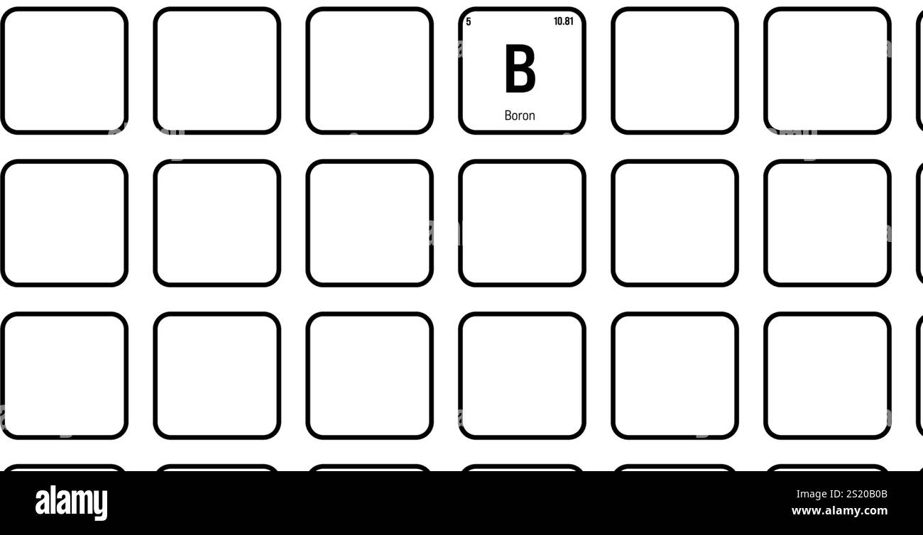 Boron, B, periodic table element with name, symbol, atomic number and ...
