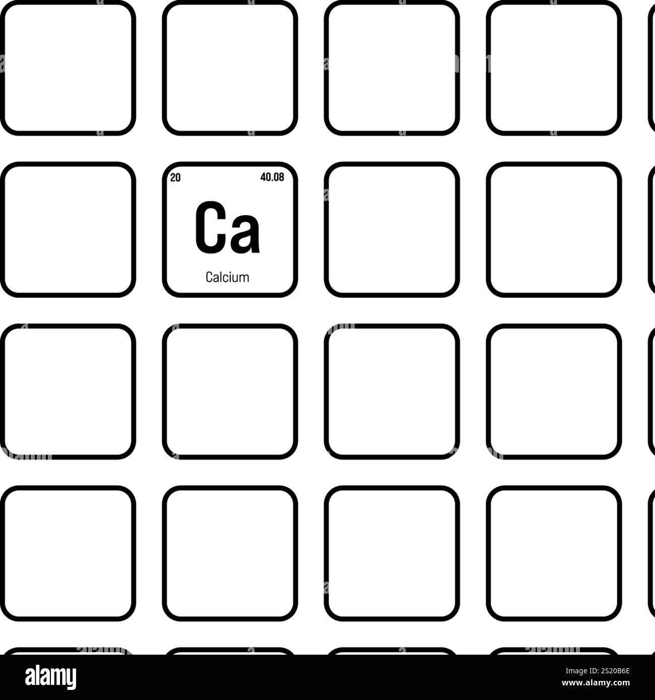 Calcium, Ca, periodic table element with name, symbol, atomic number and weight. Alkaline earth ...