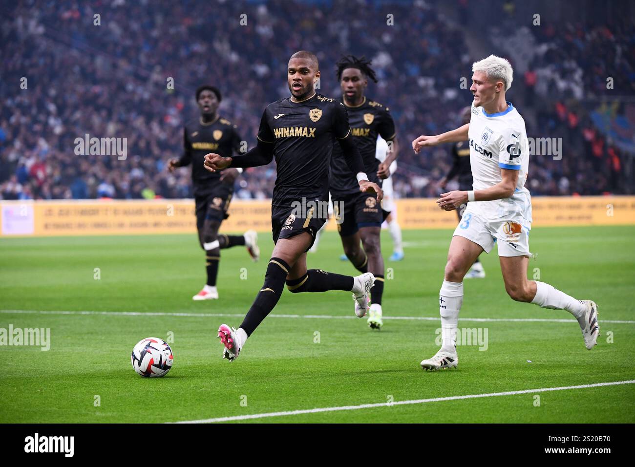 03 Quentin MERLIN (om) - 07 Loic NEGO (hac) during the Ligue 1 McDonald ...