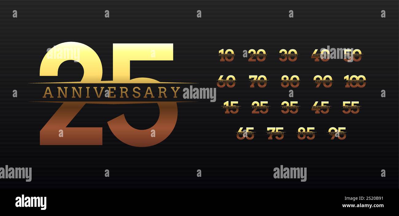 Gold gradient anniversary numbers with elegant typography design ...