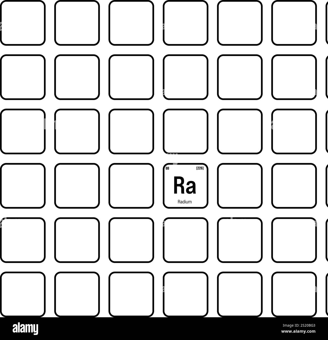 Radium, Ra, periodic table element with name, symbol, atomic number and ...