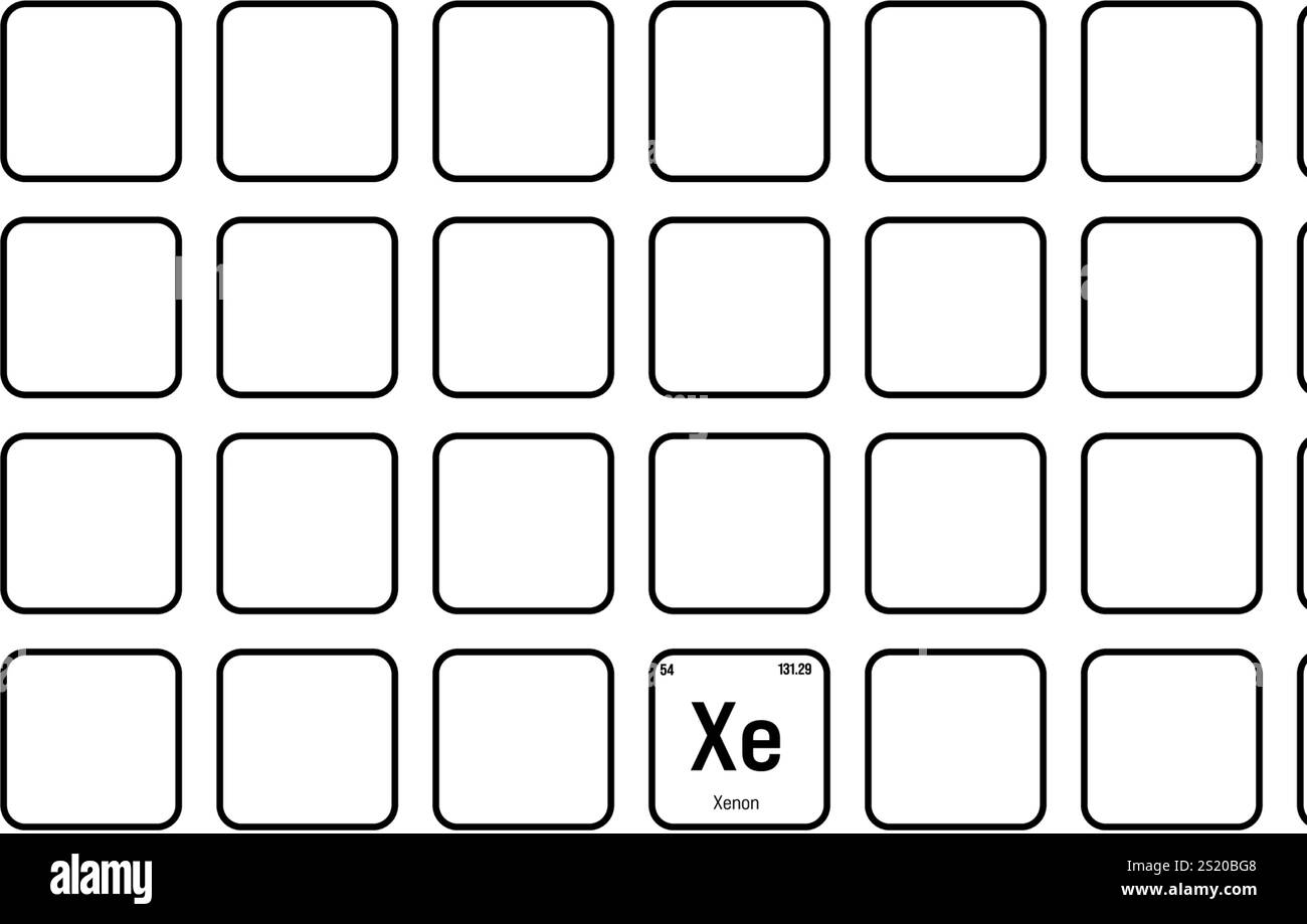 Xenon, Xe, periodic table element with name, symbol, atomic number and ...