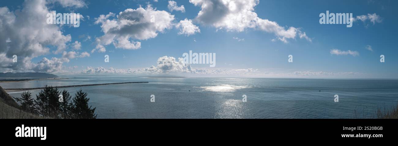 Panorama of the jetty stretching into the Pacific Ocean at Cape ...