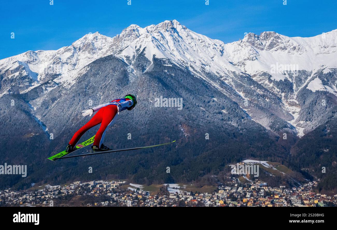 Innsbruck, Austria. 04th Jan, 2025. Panoramic view with skijumper ...