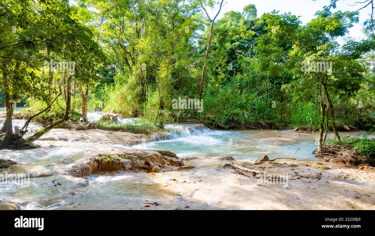 Landsape of Agua Azul with waterfalls in the Tropical forest of ...