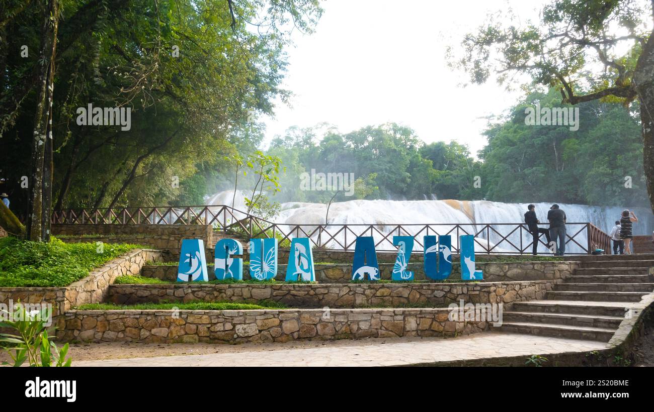 Palenque, Chiapas, Mexico, Landscapen with waterfalls of Agua Azul ...