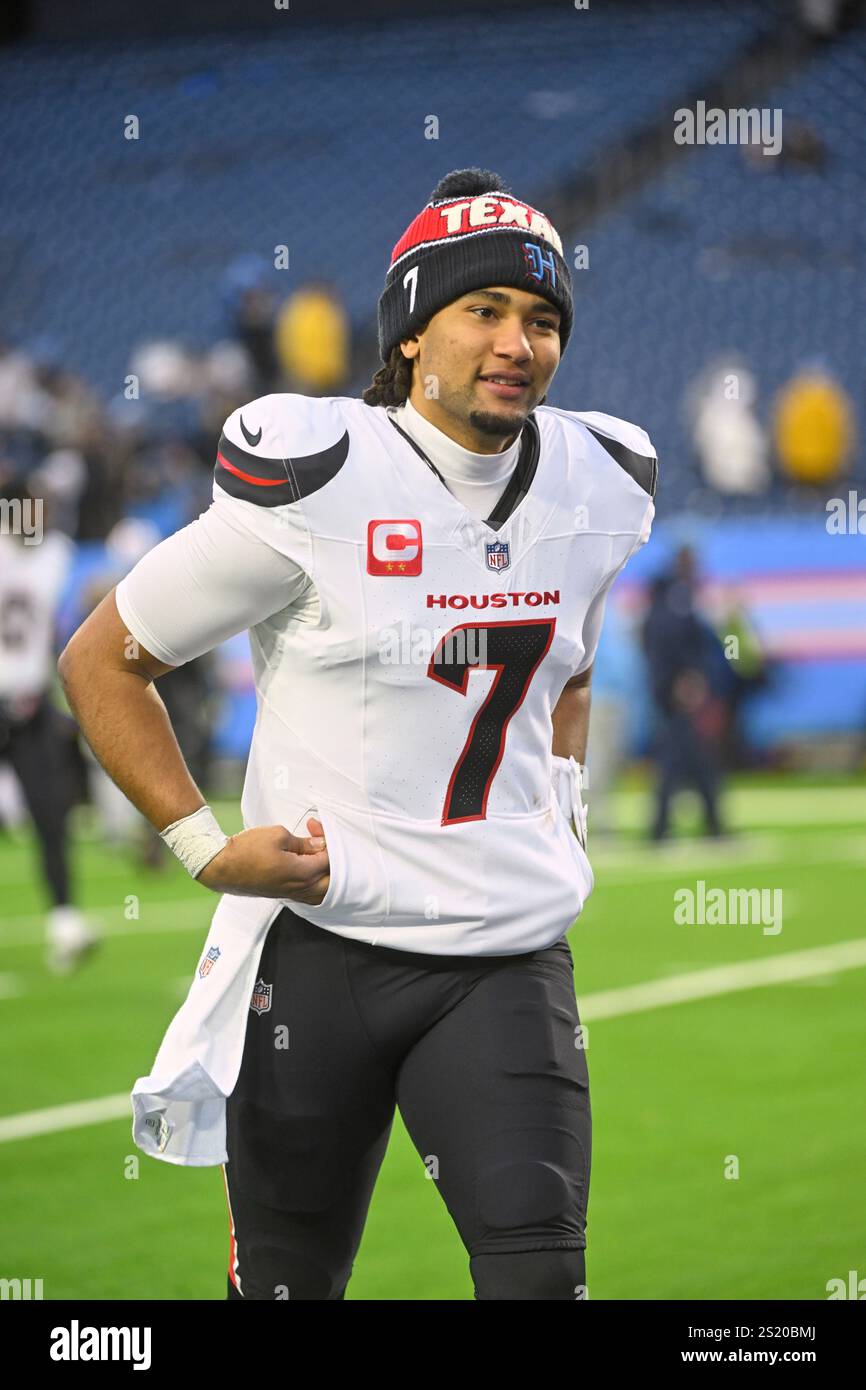 Houston Texans quarterback C.J. Stroud runs off the field after an NFL ...