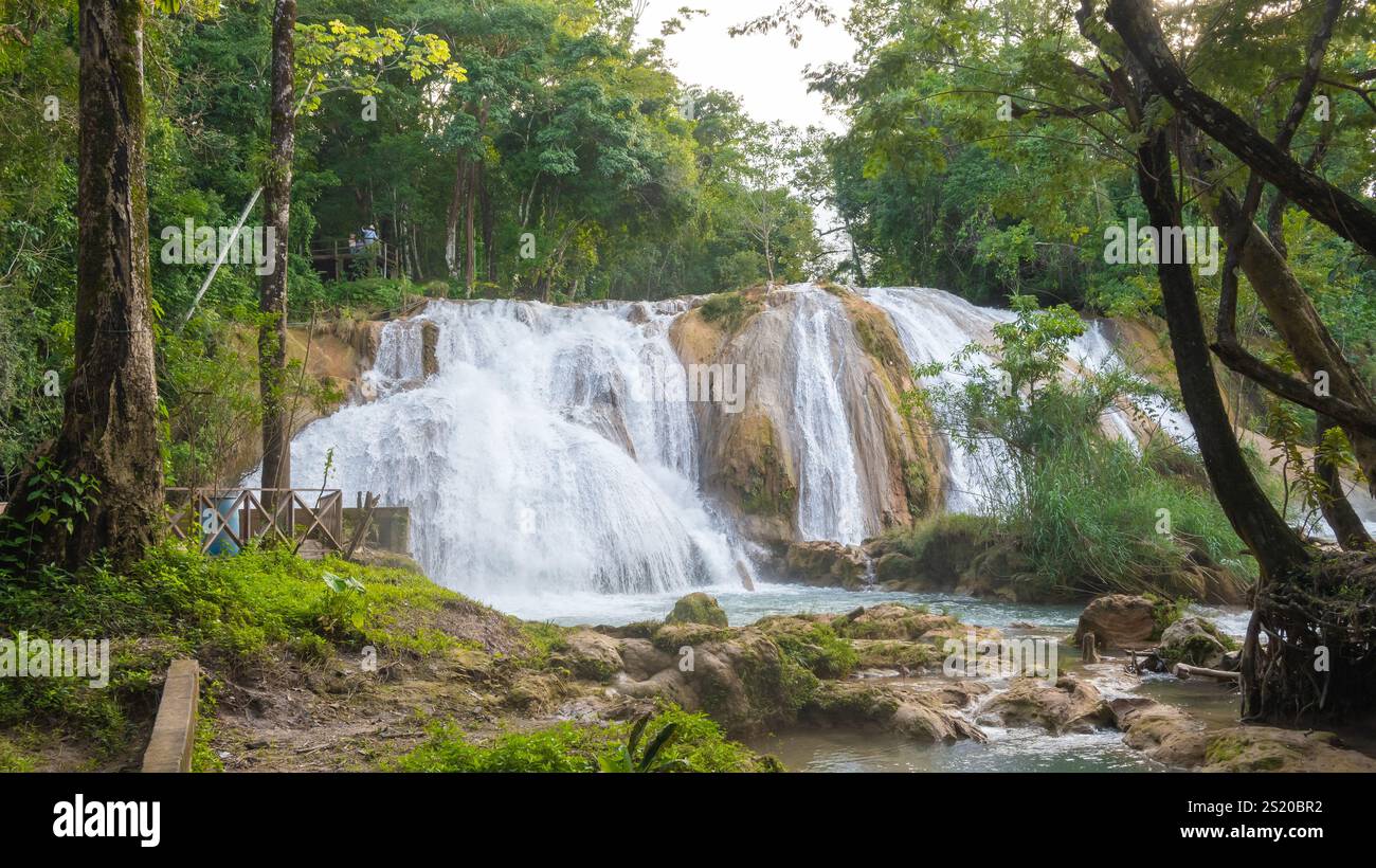 Landsape of Agua Azul with waterfalls in the Tropical forest of ...
