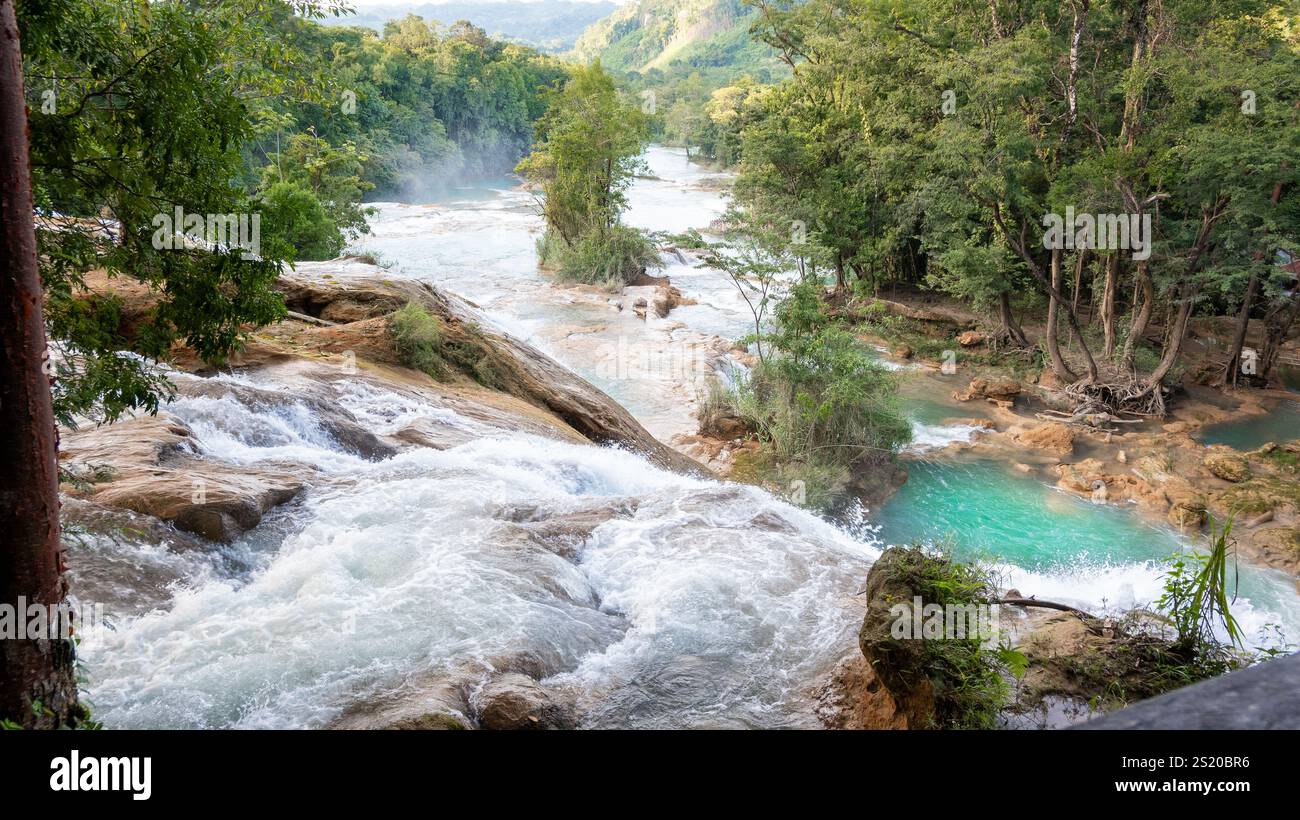 Landsape of Agua Azul with waterfalls in the Tropical forest of ...
