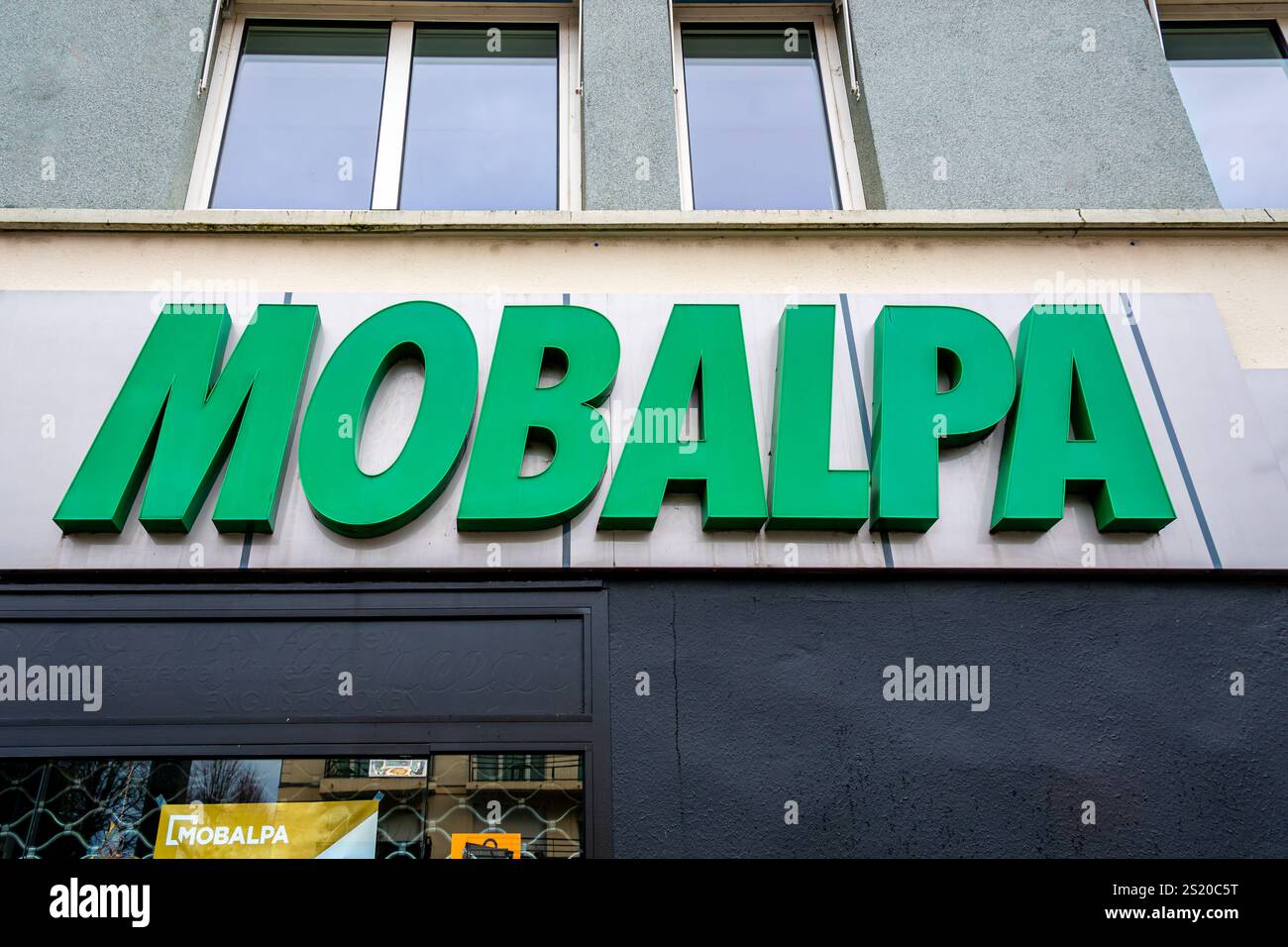 Close-up of a Mobalpa store sign. Mobalpa is a French brand of fitted ...