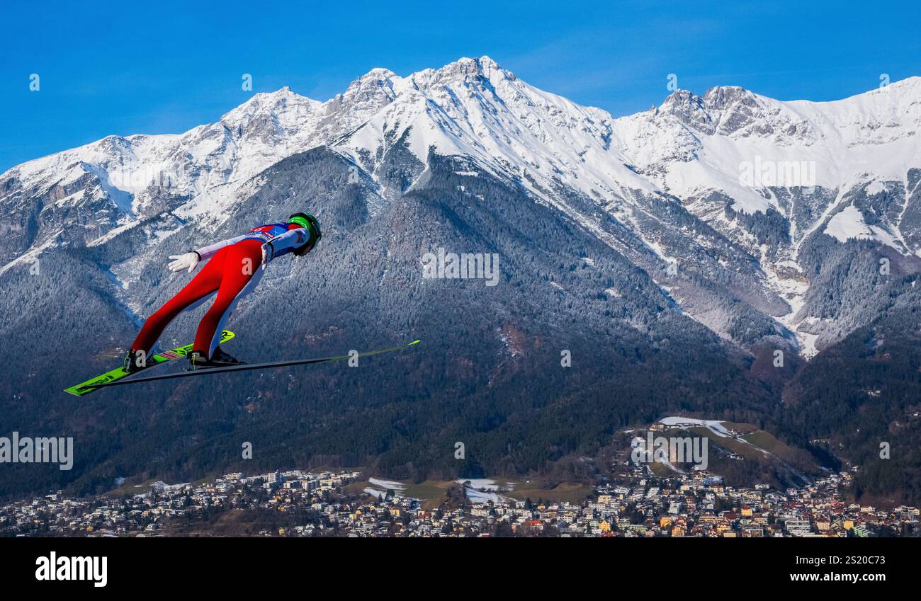 Innsbruck, Austria. 04th Jan, 2025. Panoramic view with skijumper ...