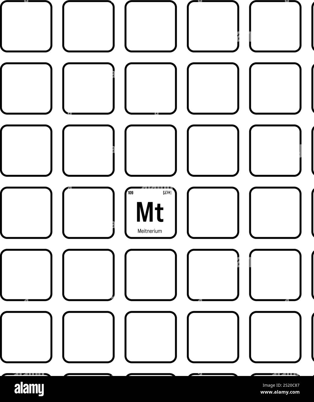 Meitnerium, Mt, periodic table element with name, symbol, atomic number ...