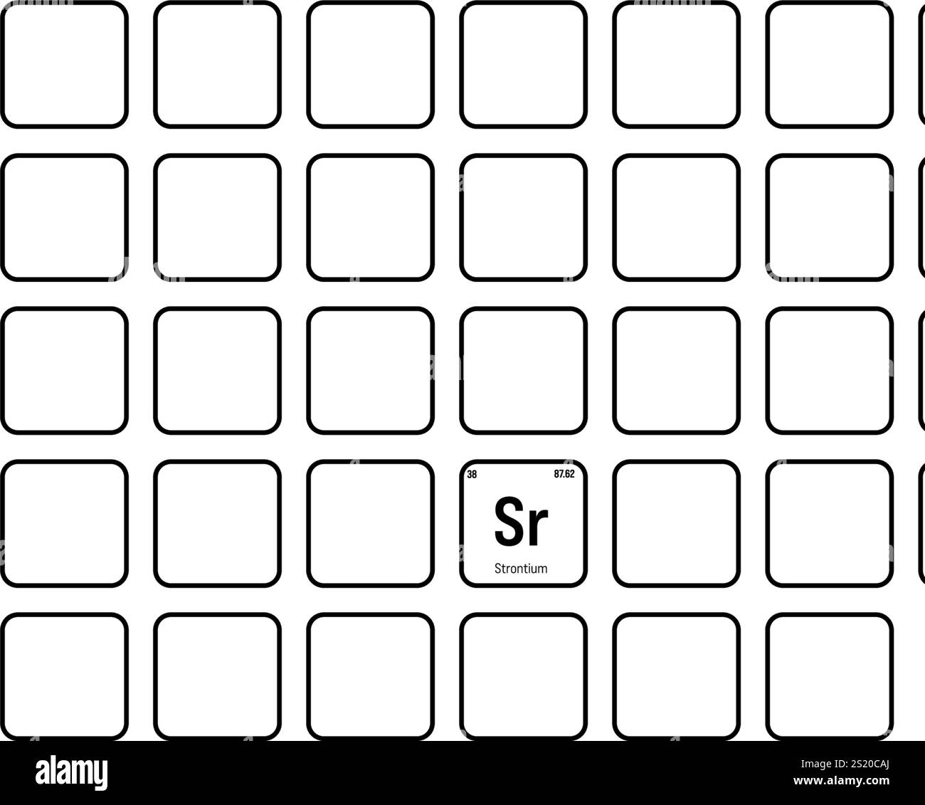 Strontium, Sr, periodic table element with name, symbol, atomic number ...