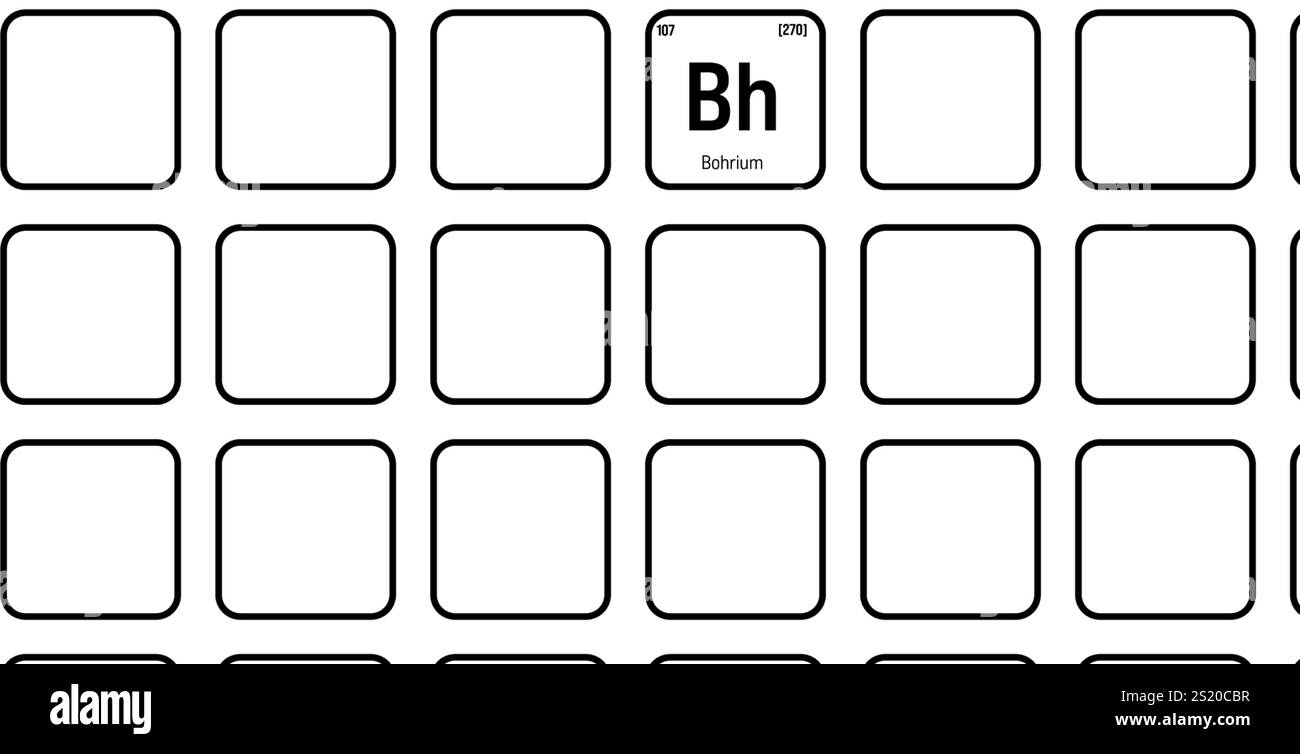 Bohrium, Bh, periodic table element with name, symbol, atomic number ...