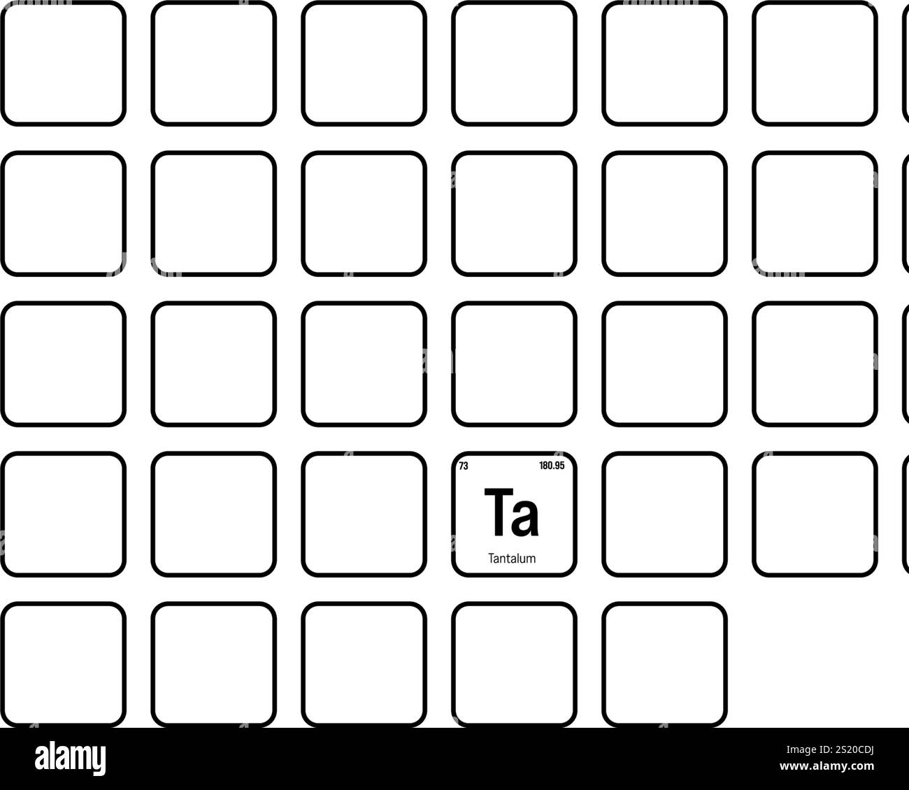 Tantalum, Ta, periodic table element with name, symbol, atomic number ...