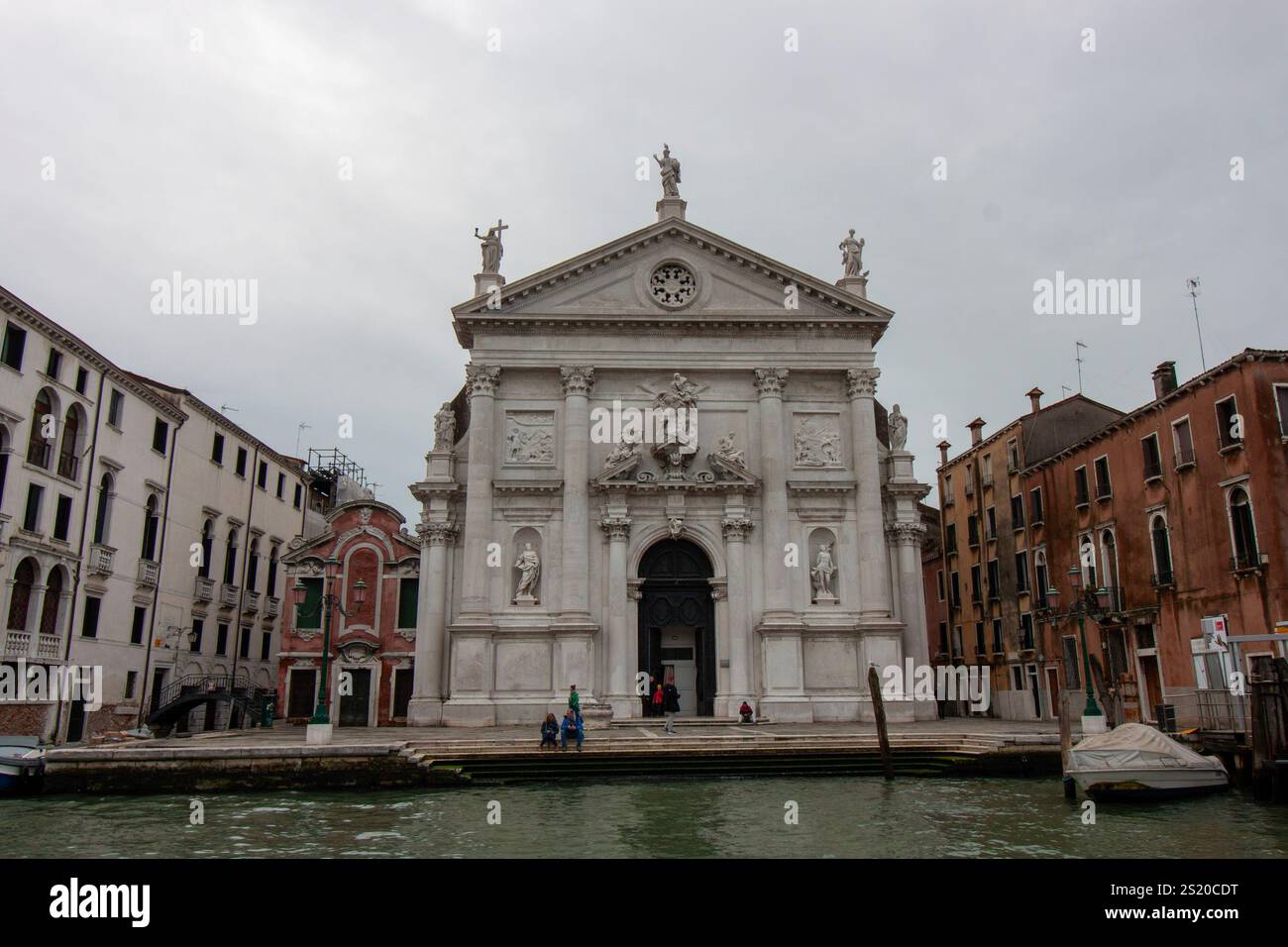 VENICE, ITALY - OCTOBER 24, 2024: A photograph of the white facade of ...
