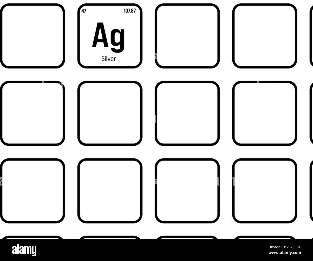 Silver, Ag, periodic table element with name, symbol, atomic number and ...