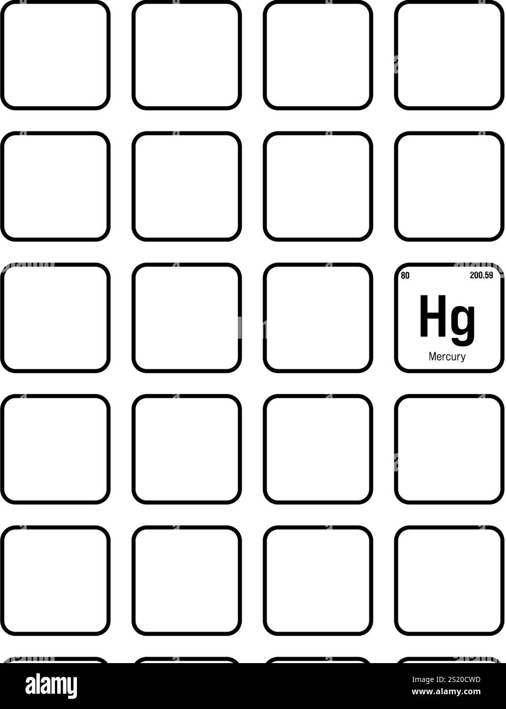 Mercury, Hg, periodic table element with name, symbol, atomic number ...