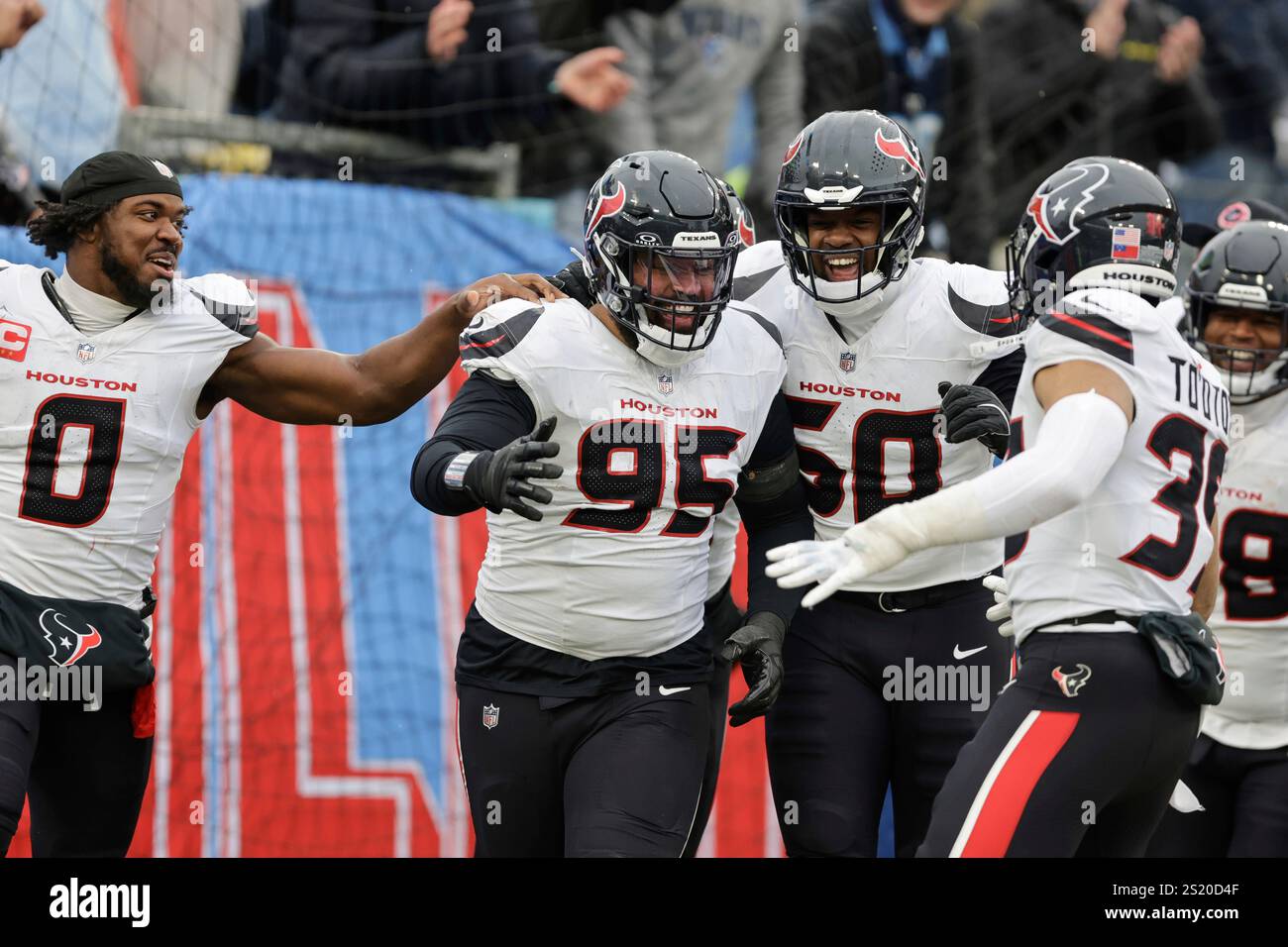 Houston Texans defensive end Derek Barnett (95) celebrate a touchdown ...