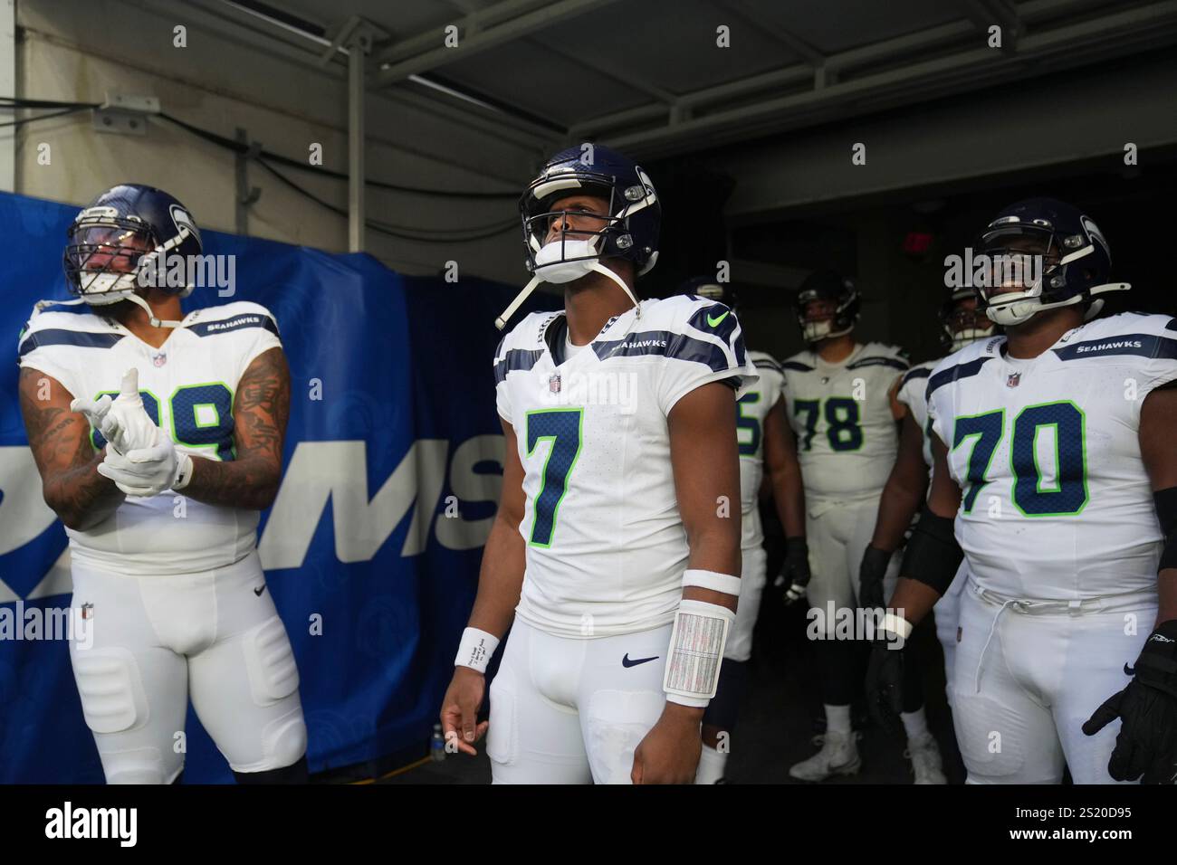 Seattle Seahawks quarterback Geno Smith prepares to enter the field ...