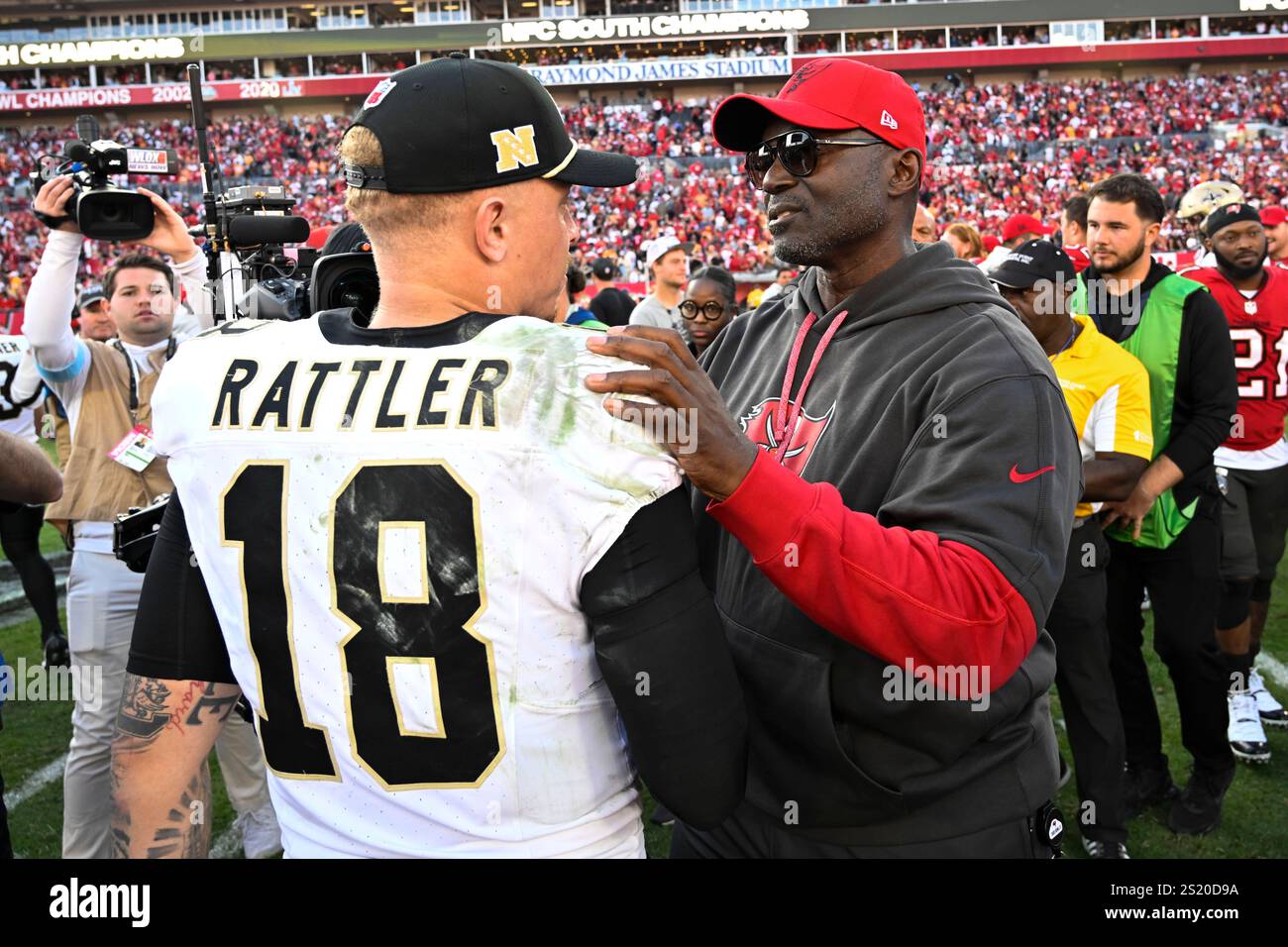 Tampa Bay Buccaneers head coach Todd Bowles greets New Orleans Saints ...
