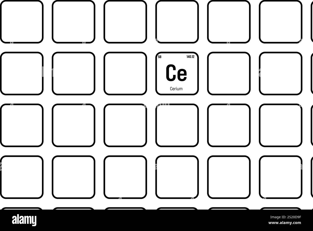 Cerium, Ce, periodic table element with name, symbol, atomic number and ...