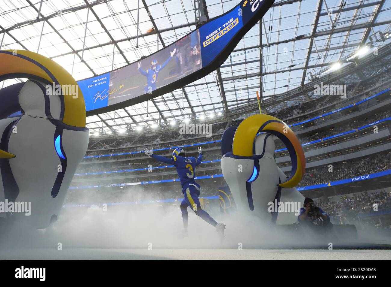 Los Angeles Rams safety Kamren Curl (3) is introduced before an NFL ...